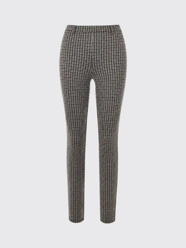 Patrizia Pepe Houndstooth Print Skinny Trousers In Jersey With Mid-rise Waist