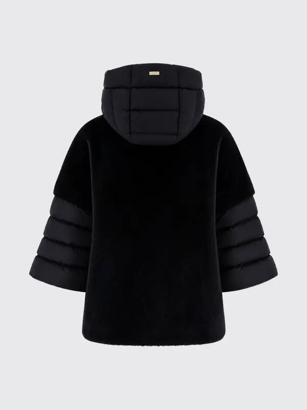 Herno Short Quilted Satin Coat With Faux Fur Hood