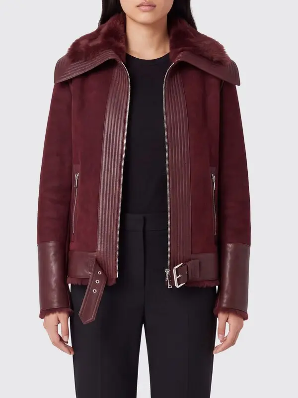 Patrizia Pepe Cropped Faux Fur Jacket With Classic Collar And Zip Pockets - Brown
