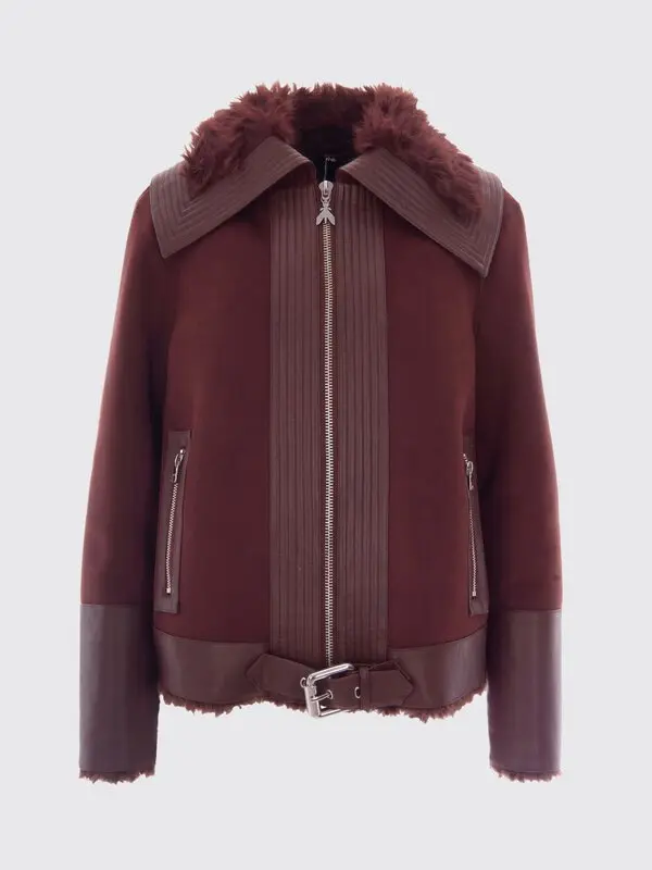 Patrizia Pepe Cropped Faux Fur Jacket With Classic Collar And Zip Pockets - Brown