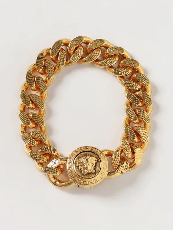 Versace Tone Metal Bracelet With Embossed Medusa Detail