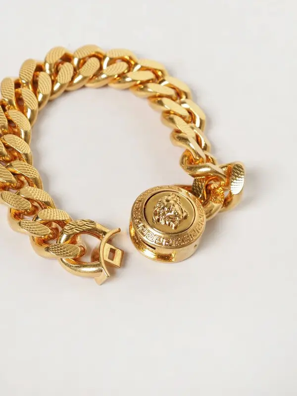 Versace Tone Metal Bracelet With Embossed Medusa Detail