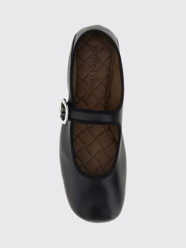 Bottega Veneta Mary Jane Smooth Leather Ballet Flats With Adjustable Strap