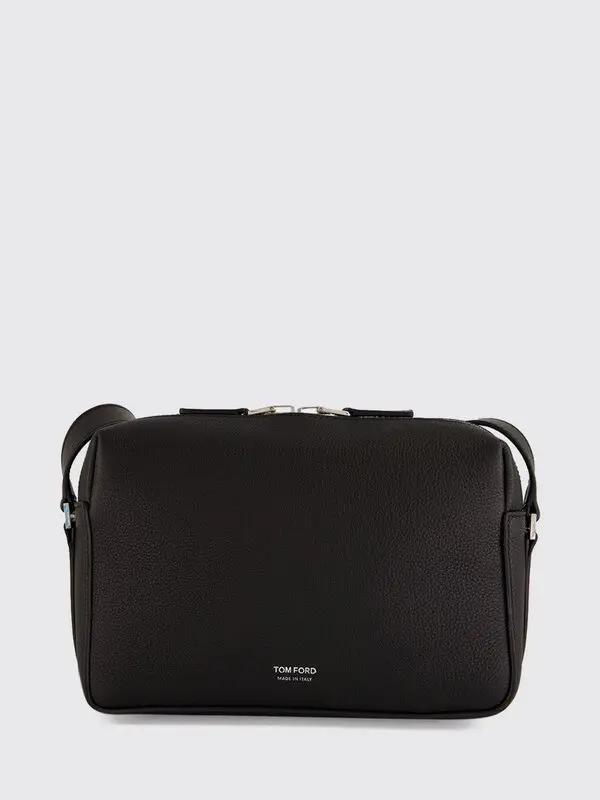 TOM FORD Calfskin Messenger Bag With Adjustable Strap And Logo