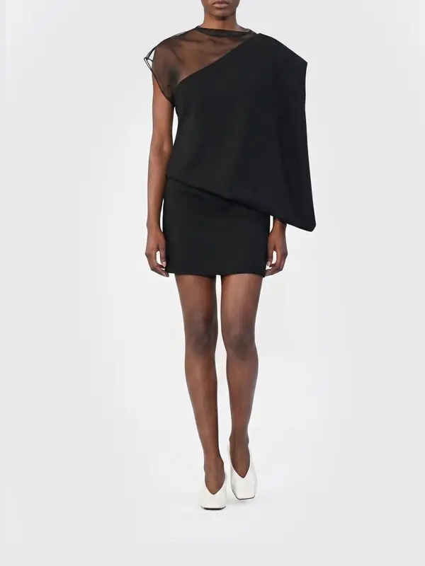 Sportmax One-shoulder Asymmetric Wool Sheath Mini Dress