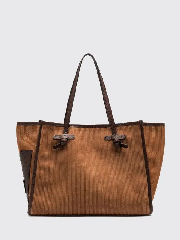 GIANNI CHIARINI Marcella Ribbed Suede Calfskin Shoulder Bag - Hazel