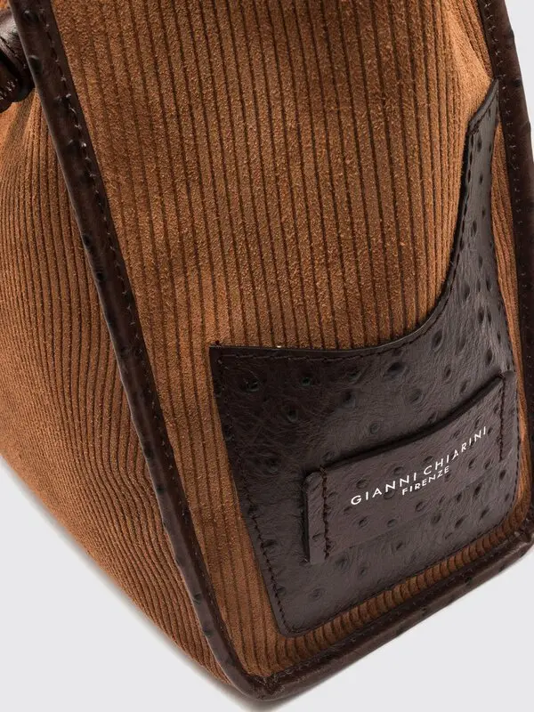 GIANNI CHIARINI Marcella Ribbed Suede Calfskin Shoulder Bag - Hazel
