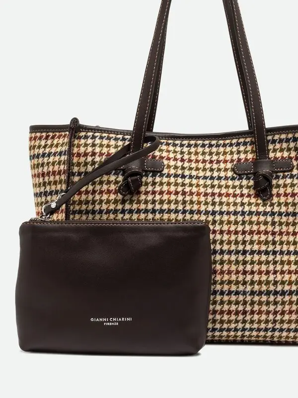 GIANNI CHIARINI Marcella Houndstooth Shoulder Bag With Removable Pouch