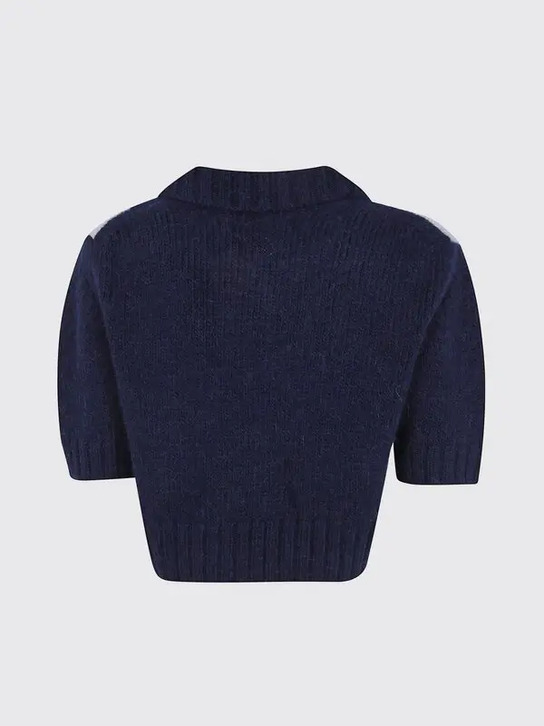 N° 21 Argyle Wool-blend Knit Polo With Puff Sleeves