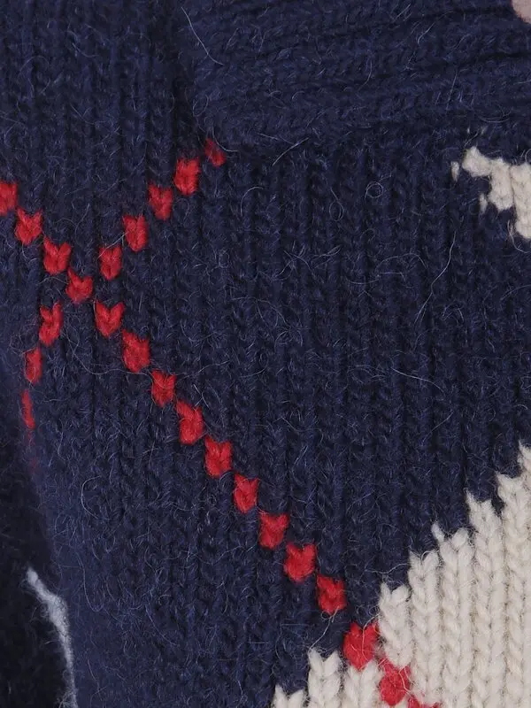 N° 21 Argyle Wool-blend Knit Polo With Puff Sleeves