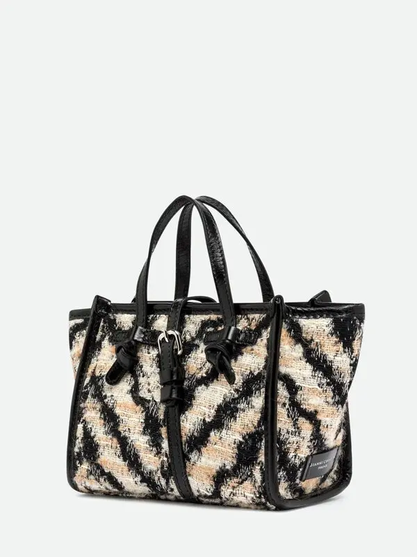 GIANNI CHIARINI Miss Marcella Mini Chevron Wool Bag With Detachable Strap