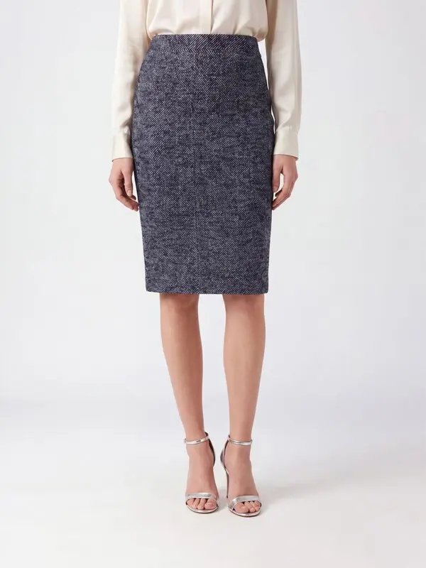 N° 21 High-waisted Chevron Wool-blend Midi Pencil Skirt