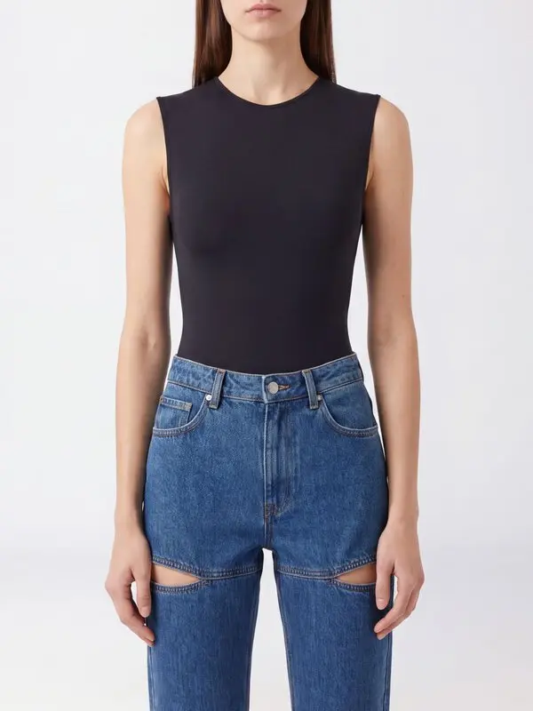 MAISON MARGIELA Off-the-shoulder Slim Fit Jersey Bodysuit Top - Black