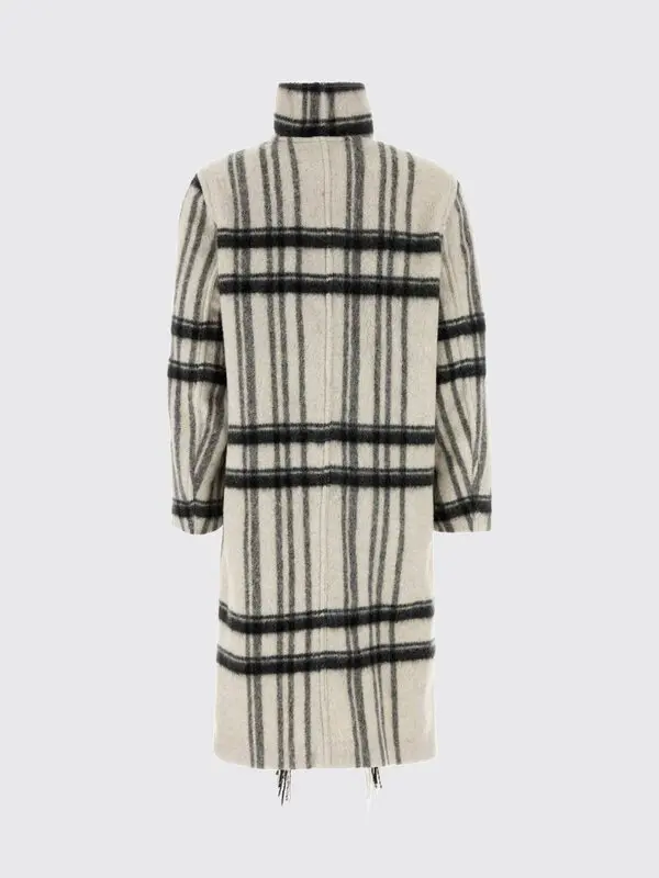 Isabel Marant Étoile Single-breasted Check Wool-blend Coat With Fringes - Ecru