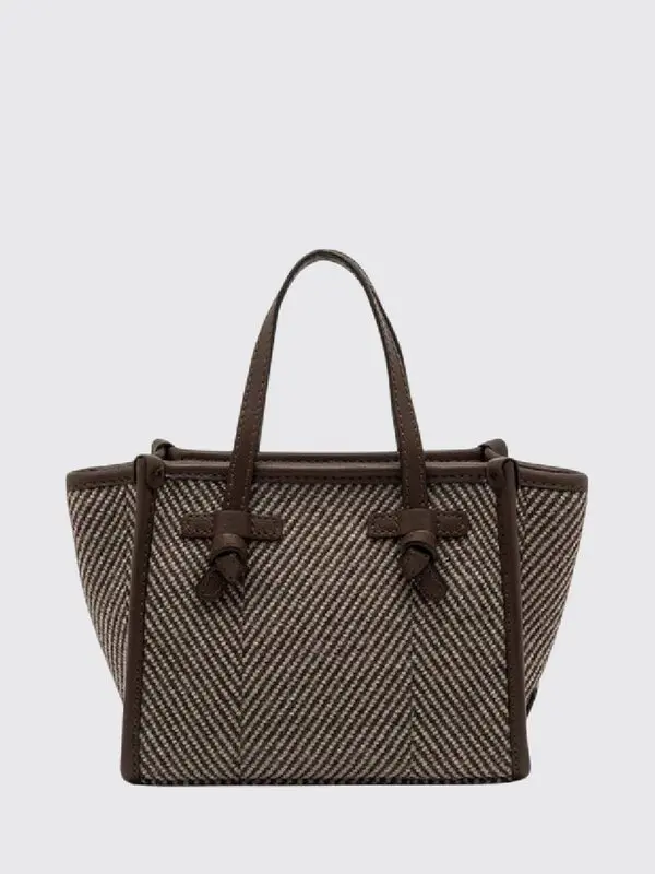 GIANNI CHIARINI Miss Marcella Mini Chevron Cotton Bag With Shoulder Strap - Beige