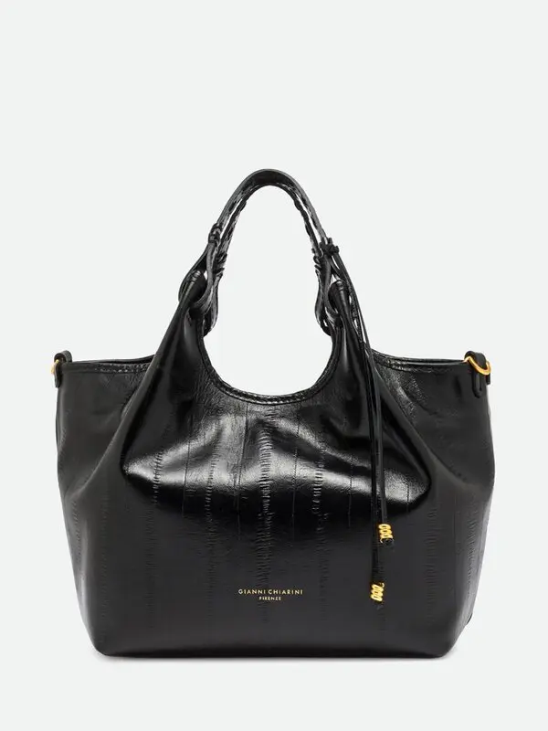 GIANNI CHIARINI Dua Cowhide Leather Handbag With Magnetic Closure - Black