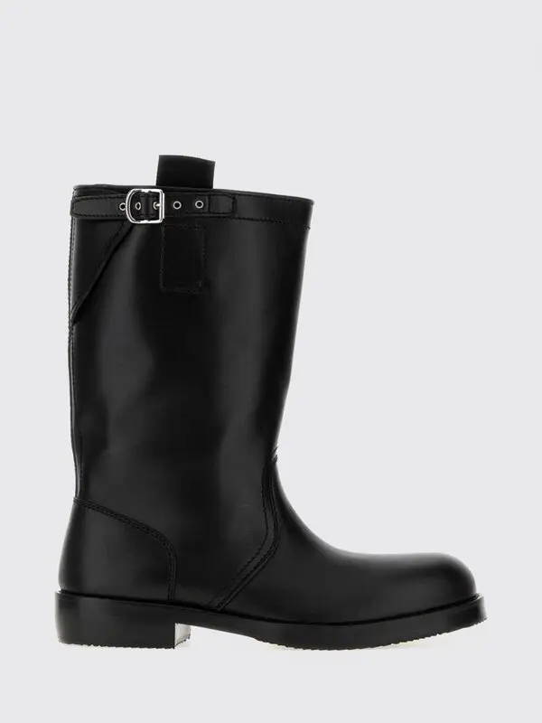 Dries Van Noten Smooth Leather Biker Boots With Double Pull-tabs - Black