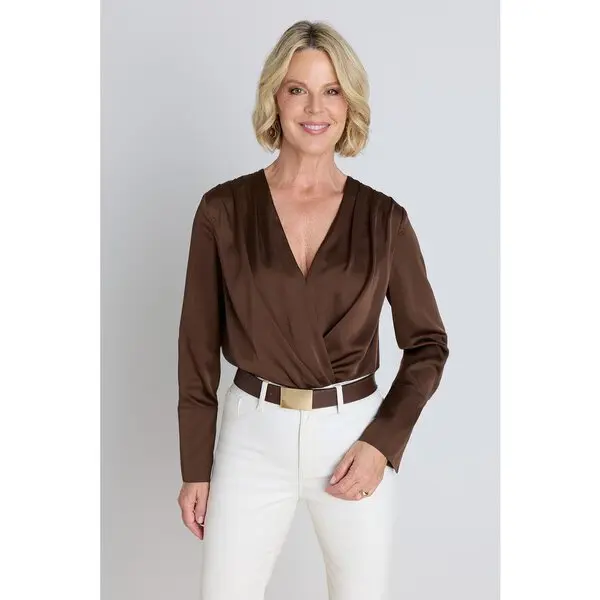 THE NOLI SHOP Frances Silk Bodysuit - Java