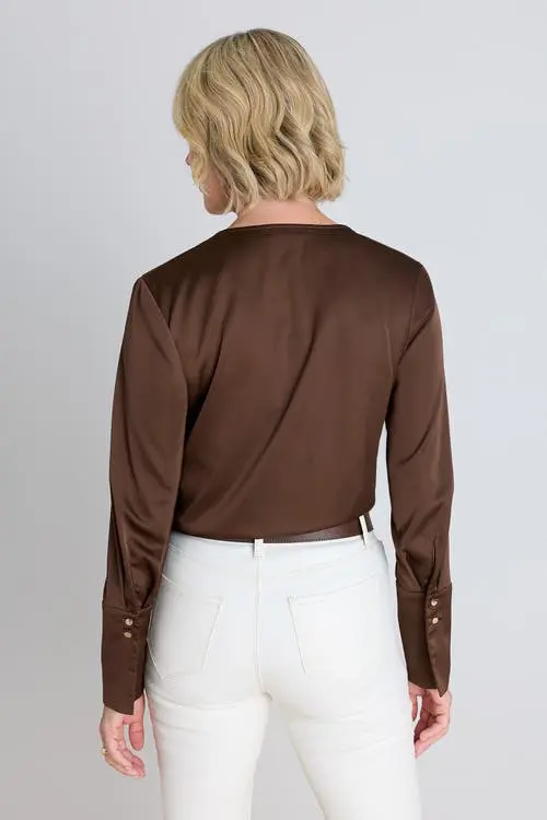 THE NOLI SHOP Frances Silk Bodysuit - Java