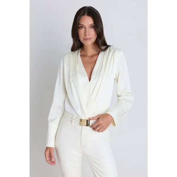 THE NOLI SHOP Frances Silk Bodysuit - Pearl