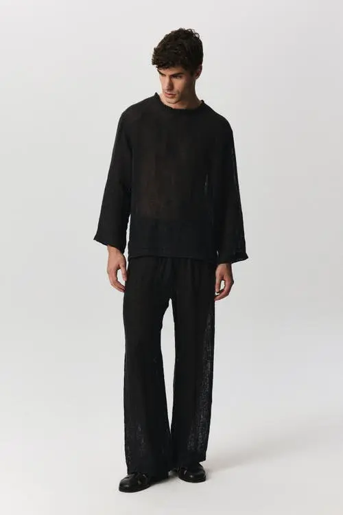 BULDAN'S Sea Linen Top - Black