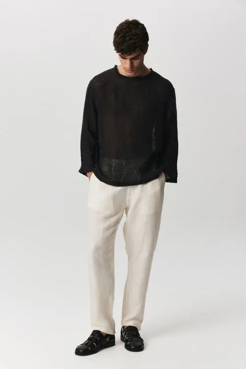 BULDAN'S Sea Linen Top - Black