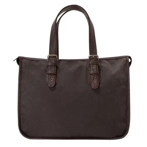 TOKEN Waxed Canvas Work Tote - Dark Brown