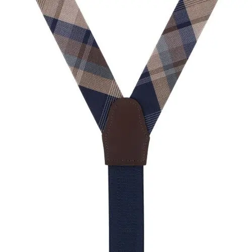 Trafalgar Rolando Stately Plaid Wool Blend Business Button End Suspenders