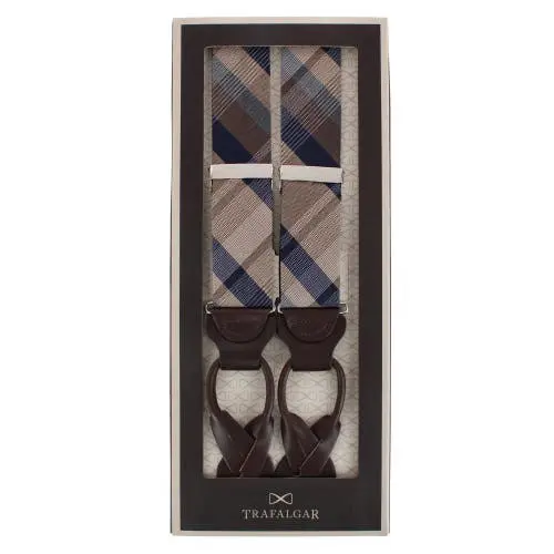 Trafalgar Rolando Stately Plaid Wool Blend Business Button End Suspenders
