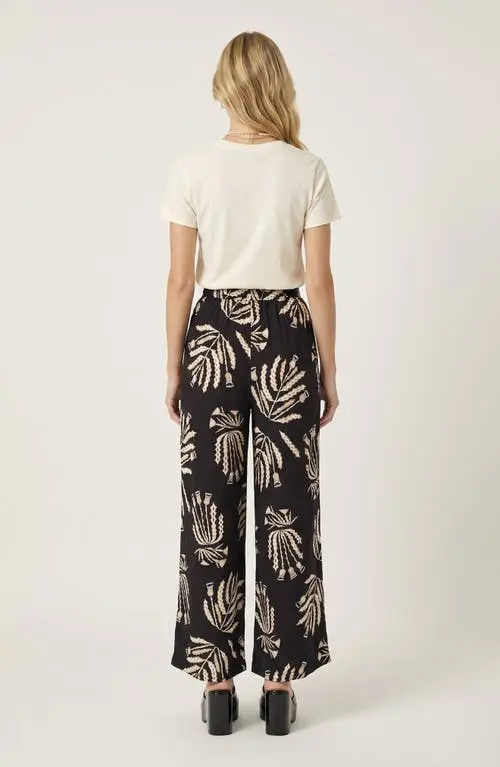 MODENAIRE Botanical Print Wide Leg Pants With Drawstring Waist And Side Pockets