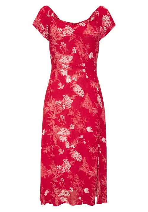 LASCANA Floral Sweetheart Neckline Dress