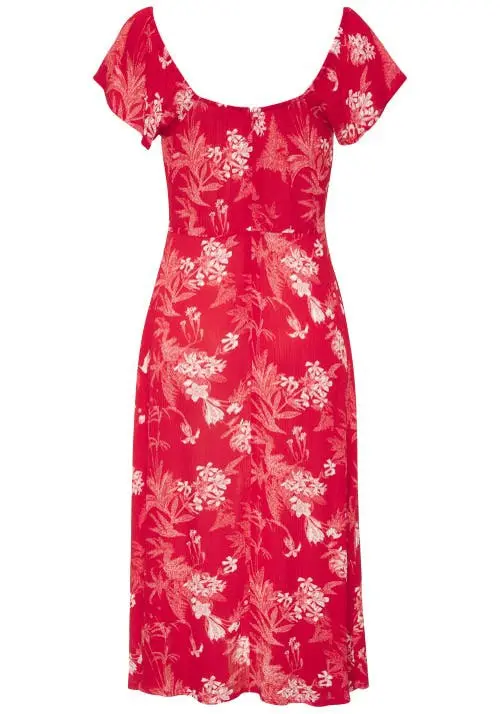 LASCANA Floral Sweetheart Neckline Dress