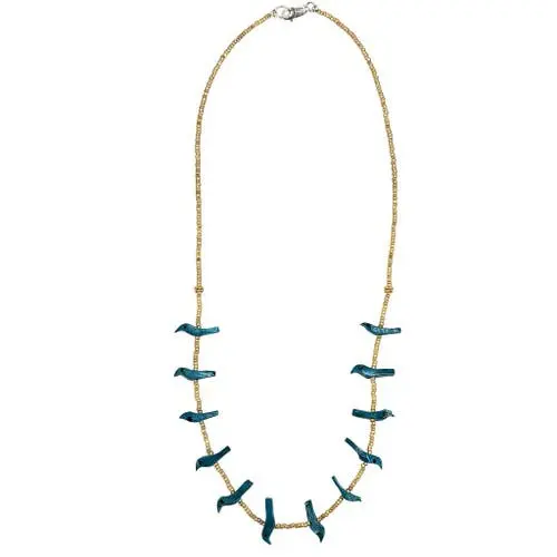 MADISON BEVERLY HILLS Shell Bird Fetish Bead Necklace - Green