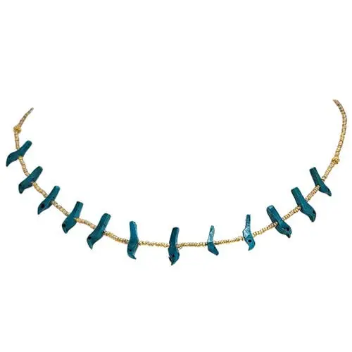 MADISON BEVERLY HILLS Shell Bird Fetish Bead Necklace - Green