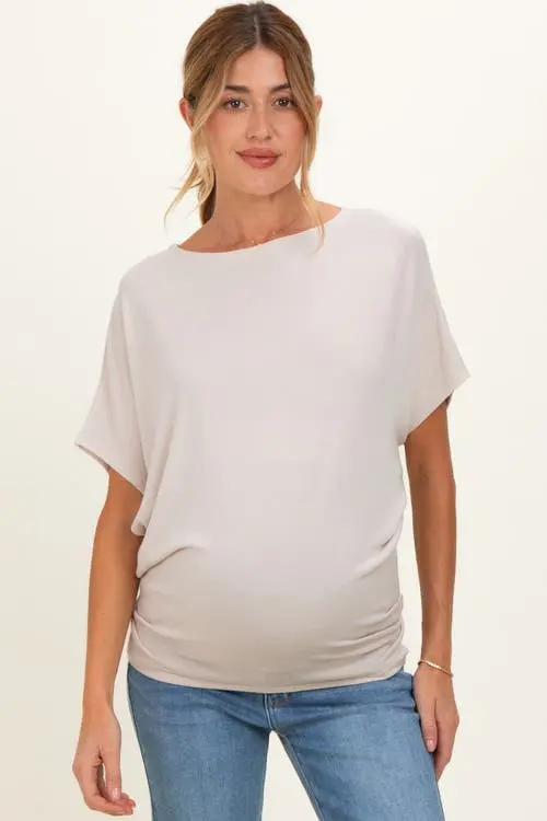 PINKBLUSH Dolman Sleeve Boat Neck Top - Cream