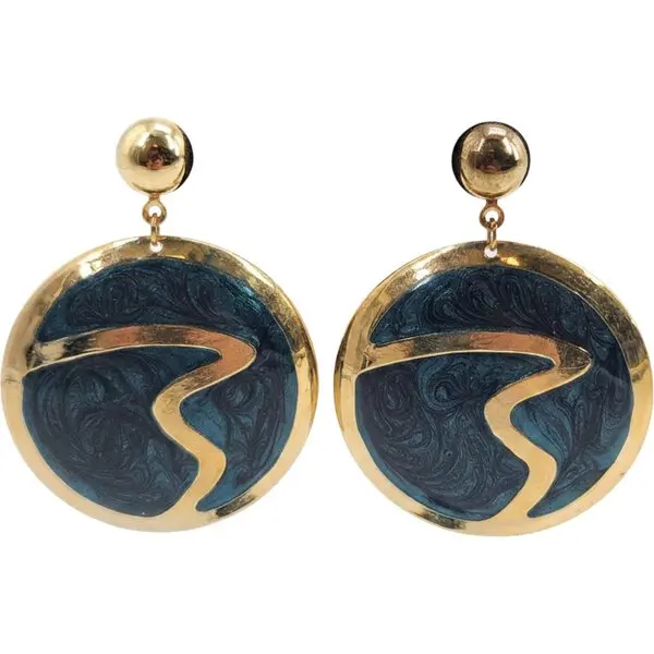 MADISON BEVERLY HILLS Vintage 1980s Enamel Circle Dangle Earrings
