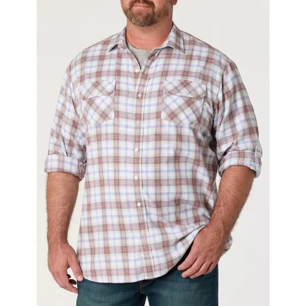 TRUE NATION BY DXL Big & Tall Plaid Rolled-sleeve Sport Shirt V2 - Multi