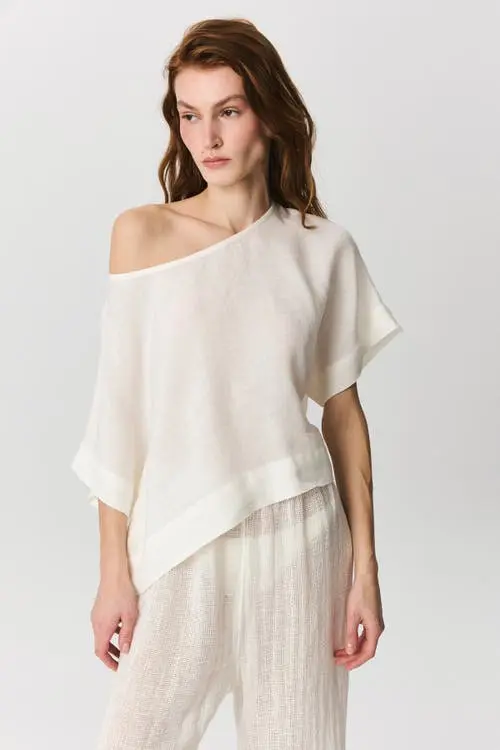 BULDAN'S Ross Relaxed Fit Linen Top - Ivory