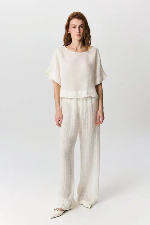 BULDAN'S Ross Relaxed Fit Linen Top - Ivory