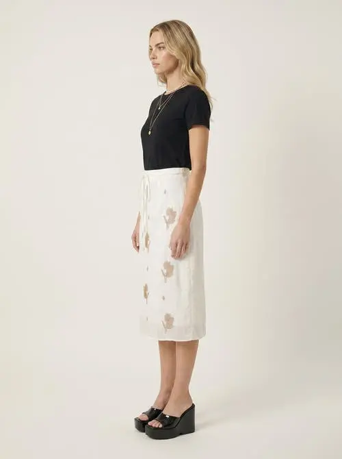 MODENAIRE Sequin Embellished Midi Skirt With Drawstring Waist