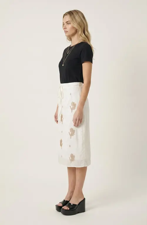 MODENAIRE Sequin Embellished Midi Skirt With Drawstring Waist