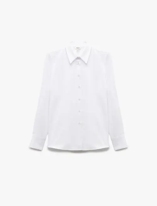 Koton Long Sleeve Point Collar Poplin Shirt