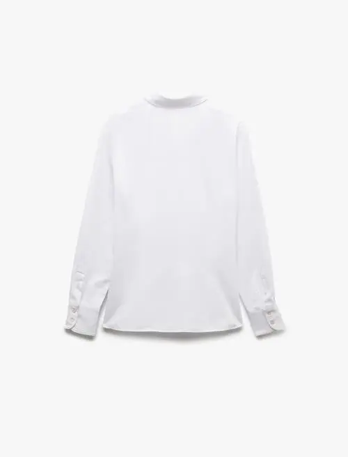Koton Long Sleeve Point Collar Poplin Shirt
