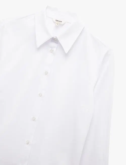 Koton Long Sleeve Point Collar Poplin Shirt