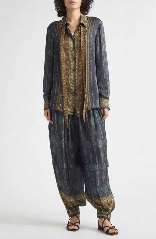 Zimmermann Ascent Print Silk Satin Scarf Button-up Shirt