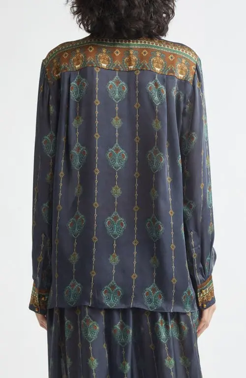Zimmermann Ascent Print Silk Satin Scarf Button-up Shirt