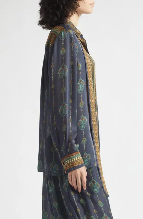 Zimmermann Ascent Print Silk Satin Scarf Button-up Shirt