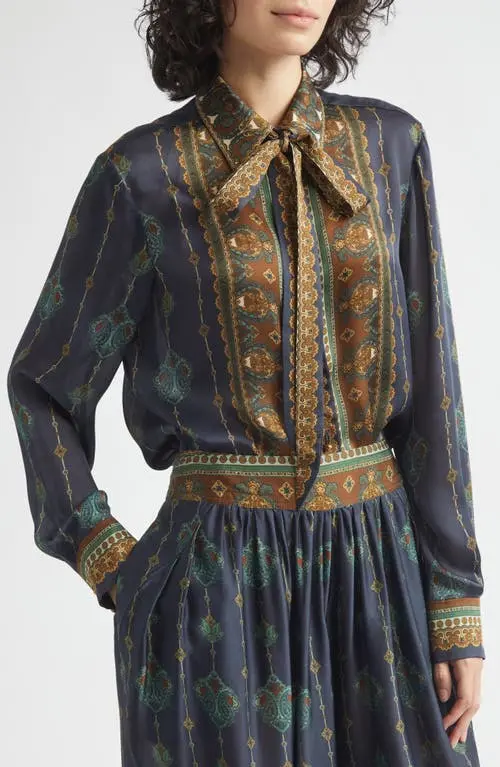 Zimmermann Ascent Print Silk Satin Scarf Button-up Shirt