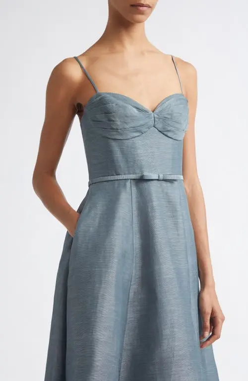 Zimmermann Ascent Lace Trim Linen & Silk Midi Dress