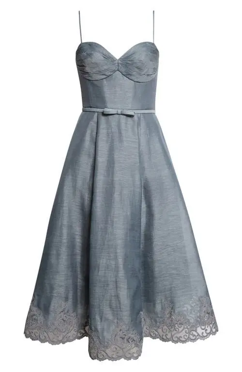 Zimmermann Ascent Lace Trim Linen & Silk Midi Dress